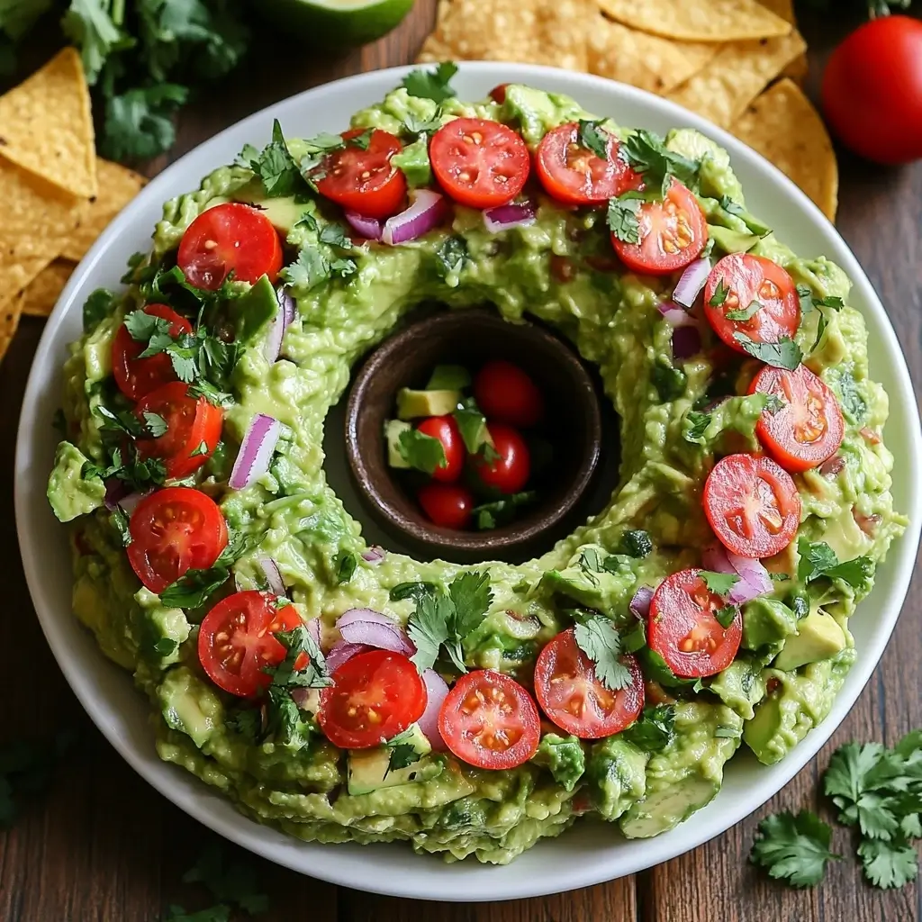 🎄 Christmas Guacamole Wreath Appetizer recipe - Vintage Cooks