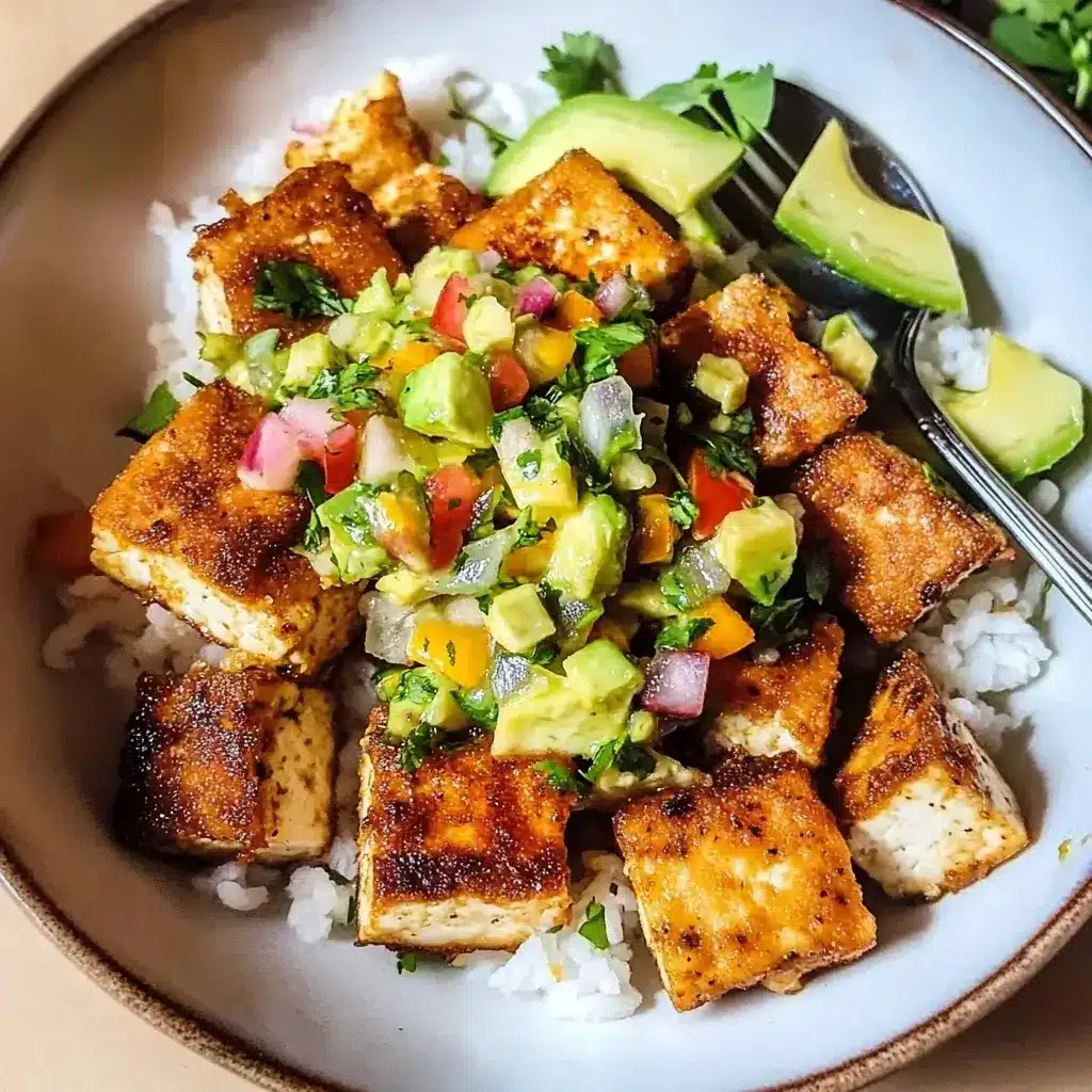 Crispy Baked Tofu with Avocado Salsa recipe - Vintage Cooks