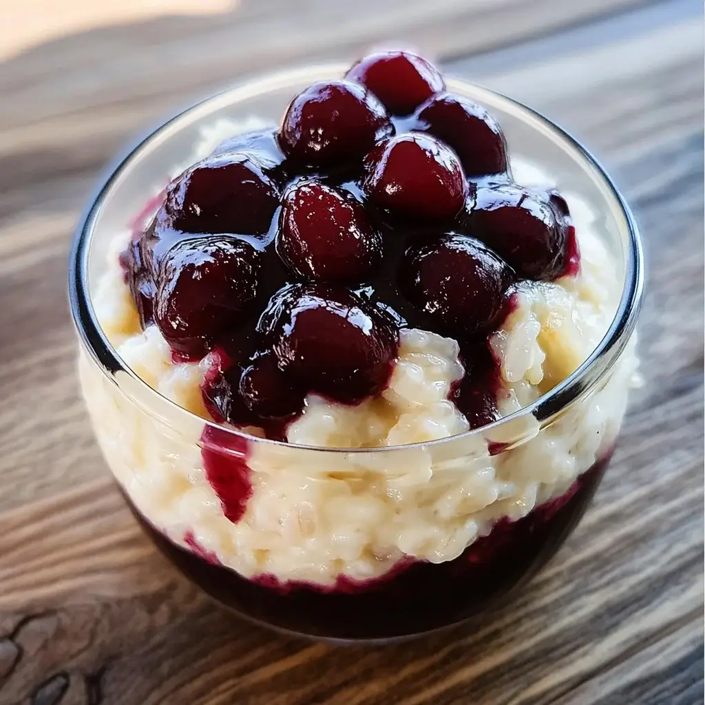Danish Rice Pudding with Warm Cherry Sauce recipe - Vintage Cooks
