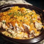 Slow Cooker Cheesy Ranch Chicken recipe - Vintage Cooks