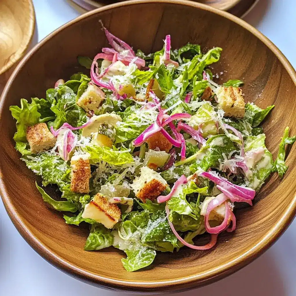 Spring Greens Caesar Salad with Pickled Shallot recipe - Vintage Cooks