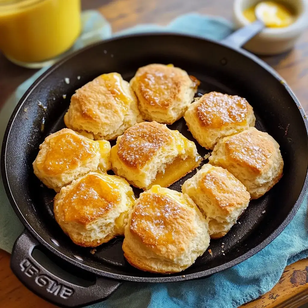 Skillet Angel Biscuits with Spicy Honey Butter recipe - Vintage Cooks
