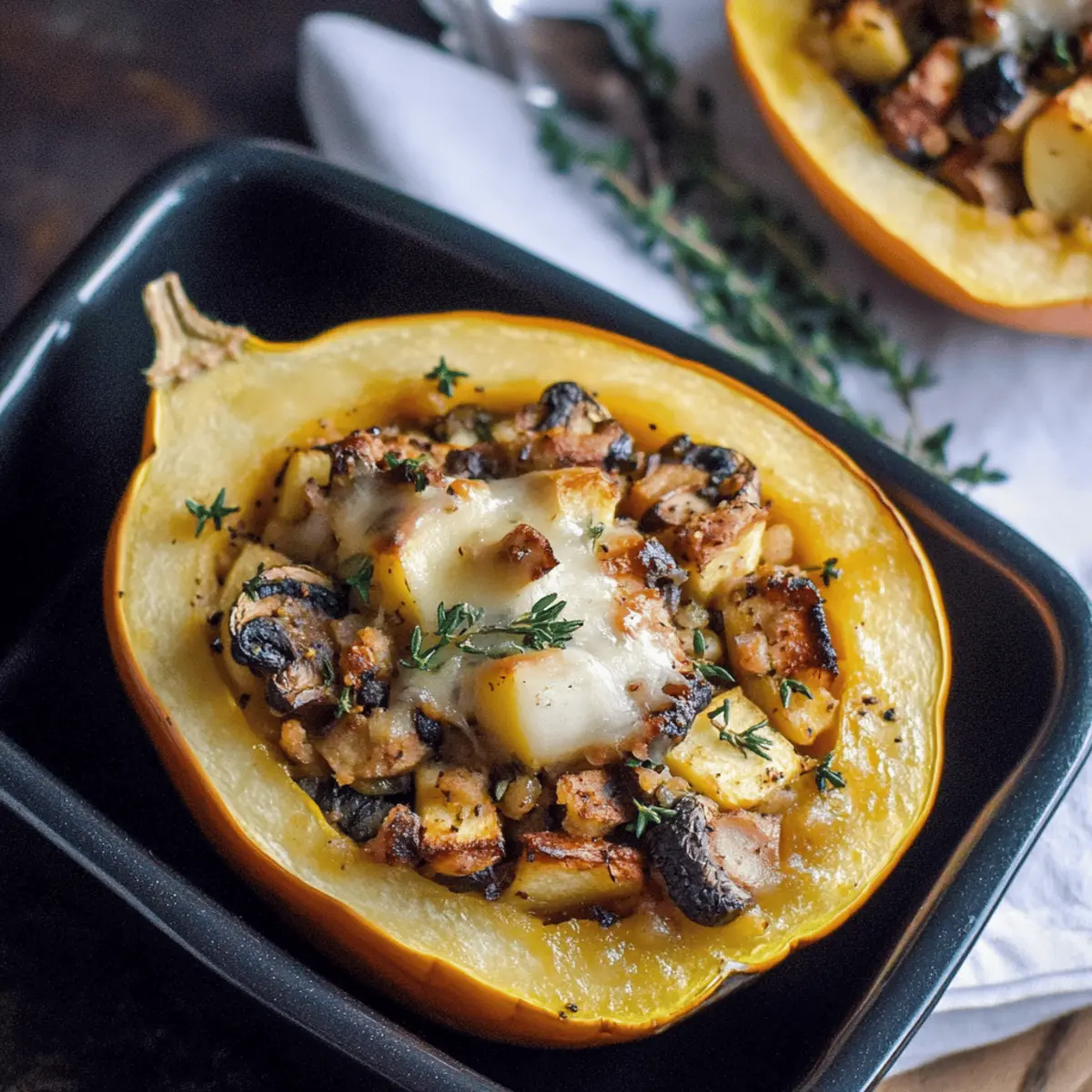 Ultimate Juicy Hearty Turkey Mushroom Apple Stuffed Acorn Squash