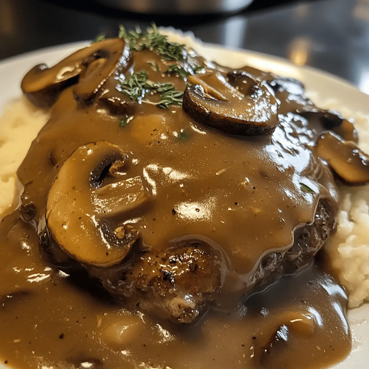 Perfect Homey Slow Cooker Salisbury Steaks with Mushroom Gravy