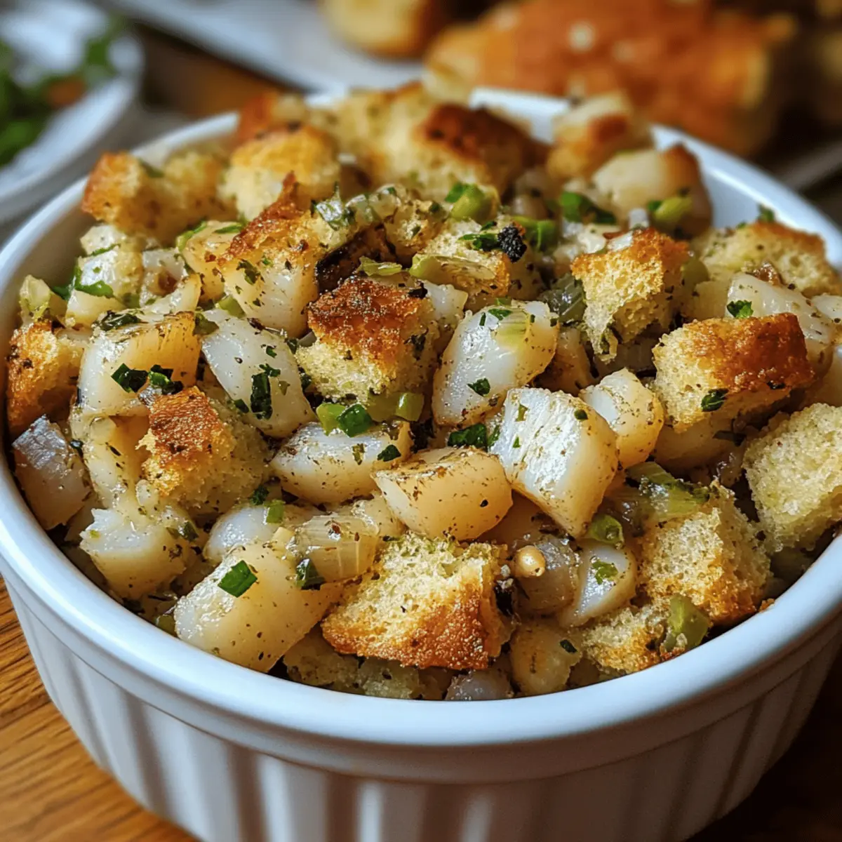 Easy Creamy Delicious Thanksgiving Bay Scallop Stuffing Dressing