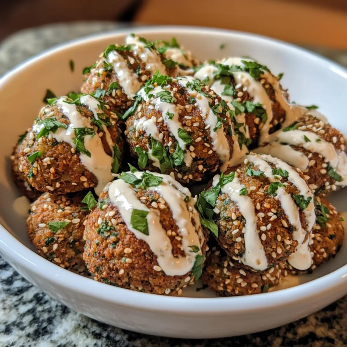 Ultimate Zesty Air-Fried Falafel Bites with Tahini Drizzle recipe