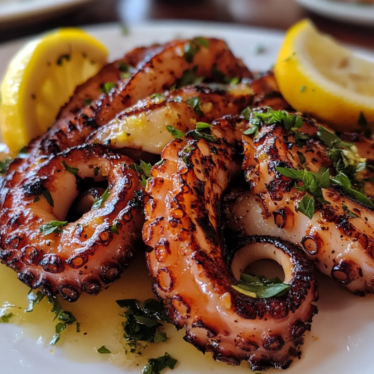 Irresistible Juicy Greek Style Grilled Octopus with Lemon recipe