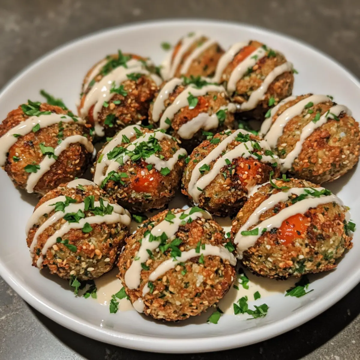 Ultimate Zesty Air-Fried Falafel Bites with Tahini Drizzle recipe